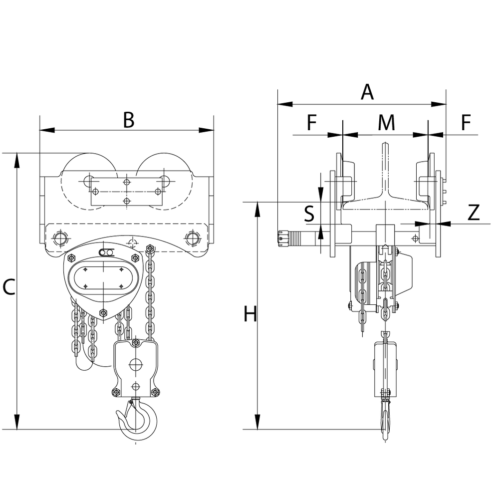 S20P Low headroom Hoist/Push trolley combination | CERTEX Germany